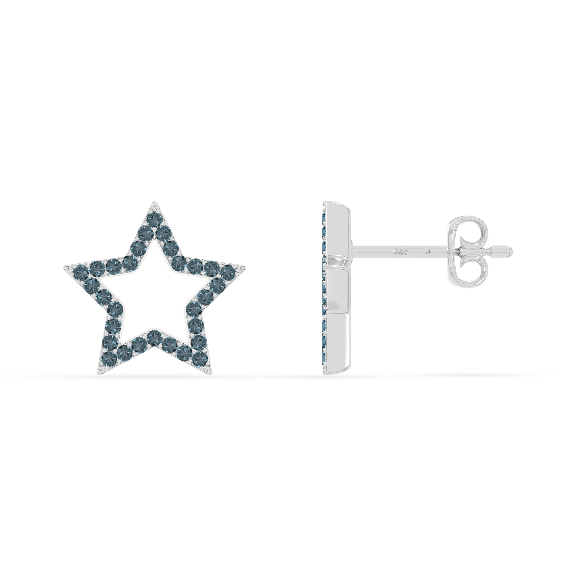 Natural London Blue Topaz Star Earrings for Women(Silver,Gold Vermeil ...