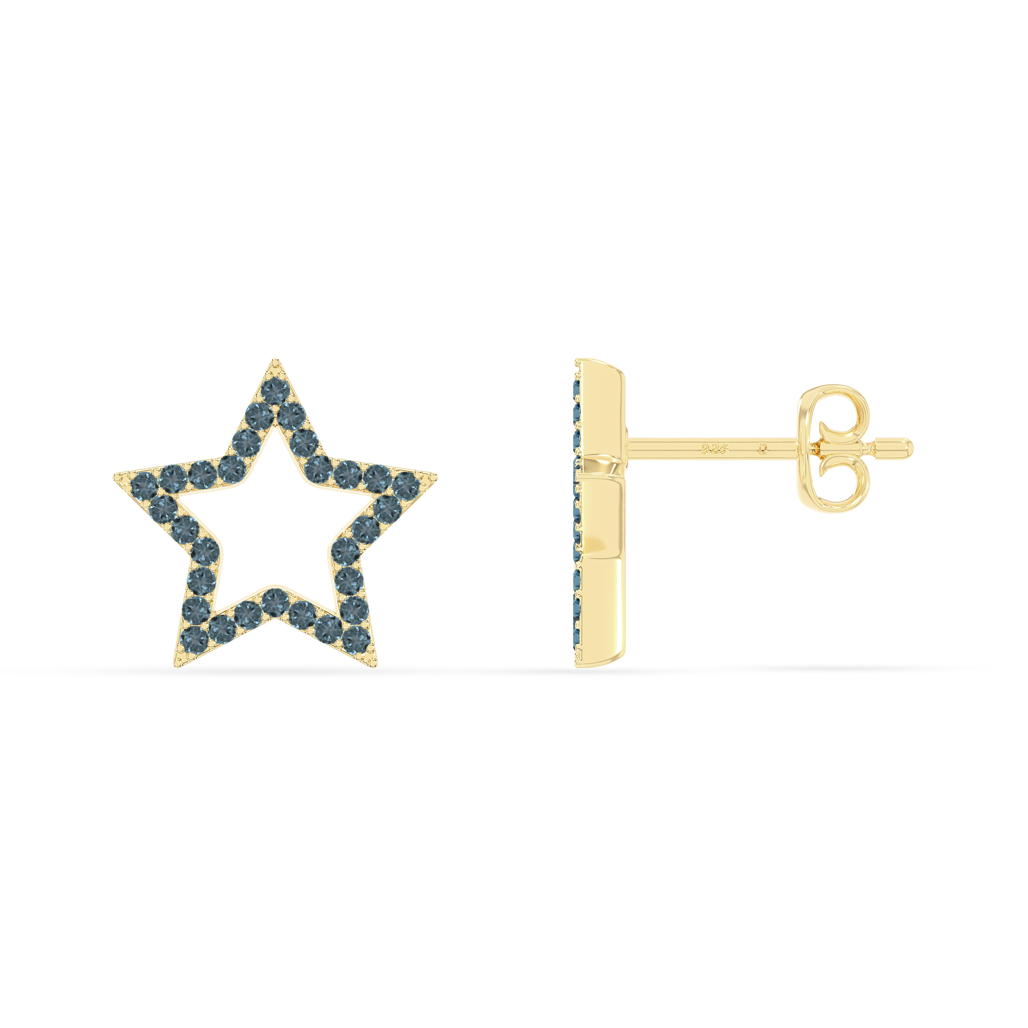 Natural London Blue Topaz Star Earrings for Women(Silver,Gold Vermeil ...