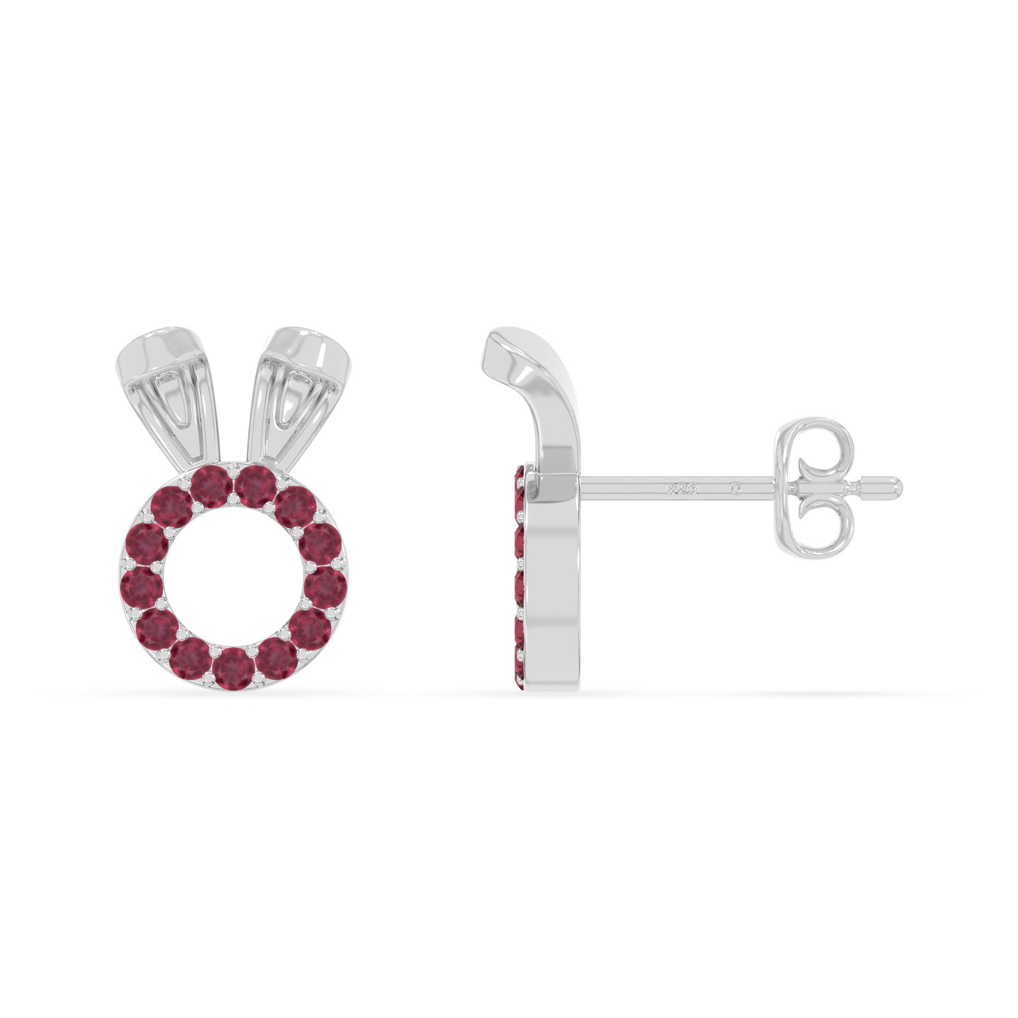 Natural Ruby Bunny Rabbit Stud Earrings for Women(Silver,Gold Vermeil ...